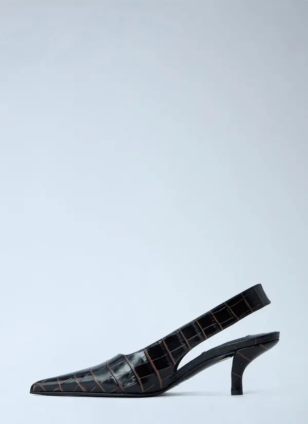 TOTEME Classic Croco-embossed Slingbacks - Black
