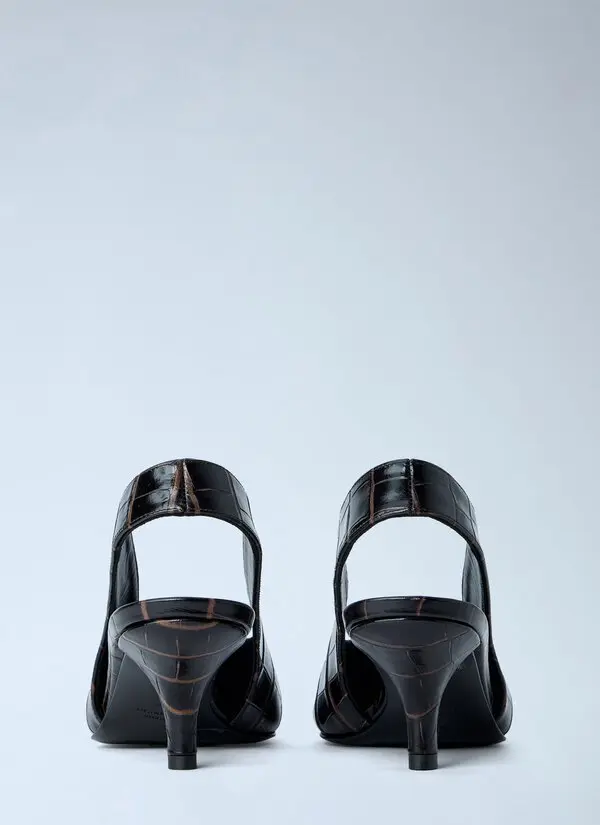 TOTEME Classic Croco-embossed Slingbacks - Black
