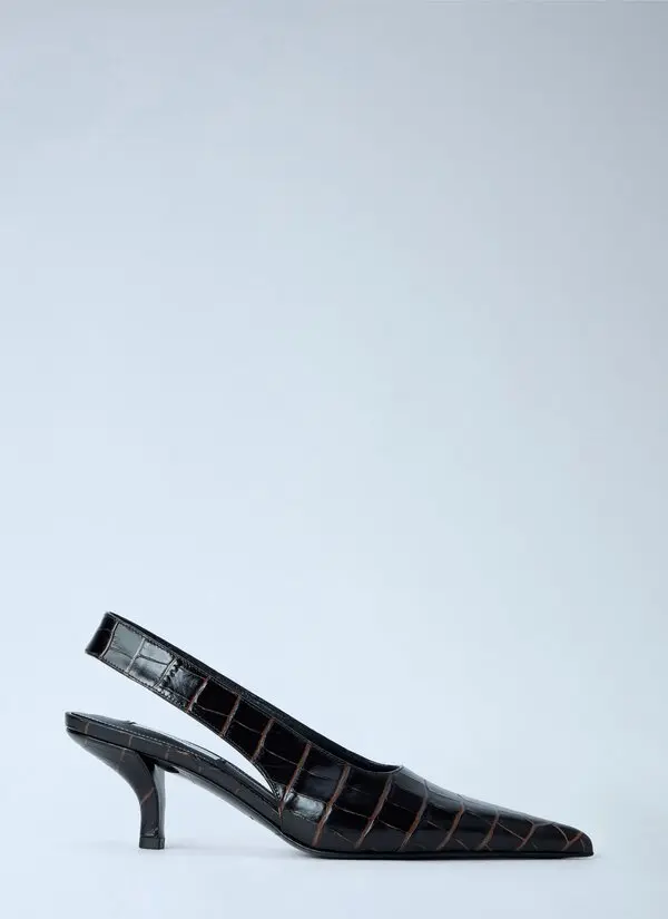 TOTEME Classic Croco-embossed Slingbacks - Black