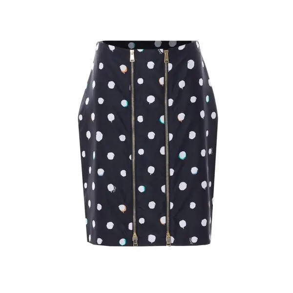 Fendi Print Dots Zipped Skirt - Black
