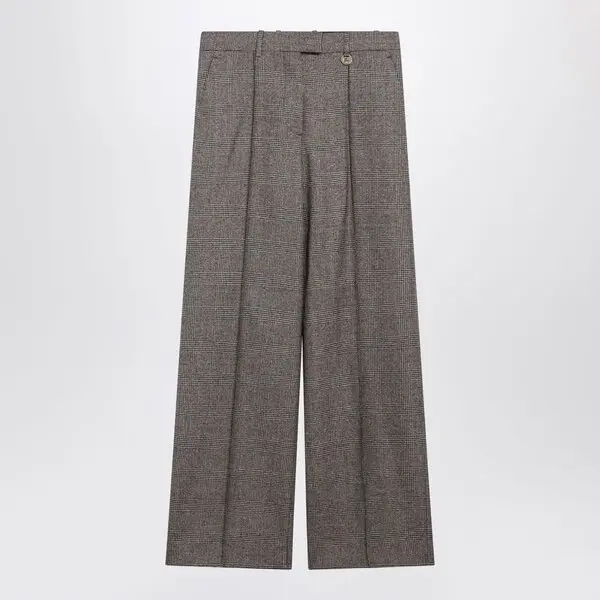 Burberry Prince Of Wales Wool-blend Trousers - Cream