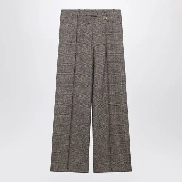 Burberry Wool Linen Prince Of Wales Trousers - Cream