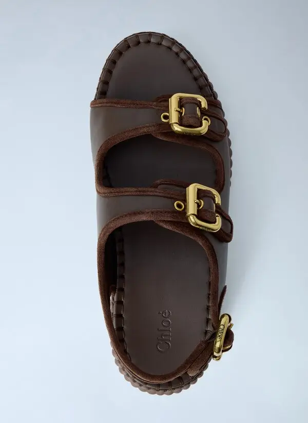 Chloé Nama Wedge Sandals - Brown