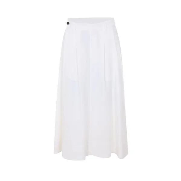 Brunello Cucinelli Monile Logo Midi Wide Skirt - White