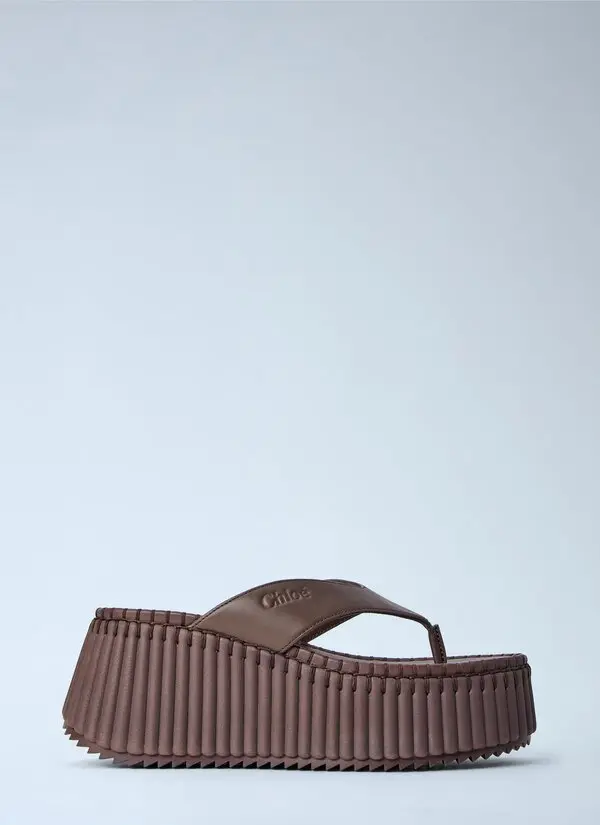 Chloé Nama Wedge Sandals - Brown