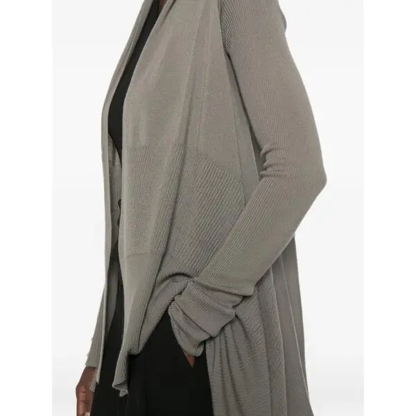 Rick Owens Rws Virgin Wool Ribbed Asymmetric Cardigan
