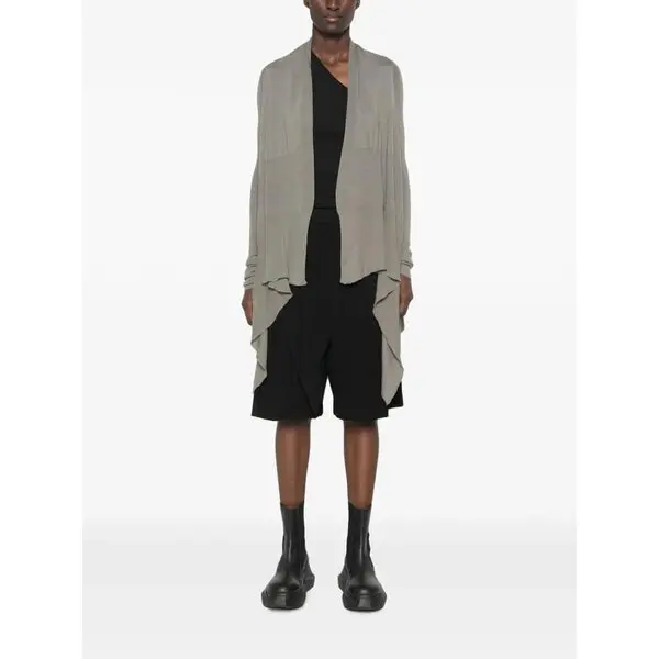 Rick Owens Rws Virgin Wool Ribbed Asymmetric Cardigan