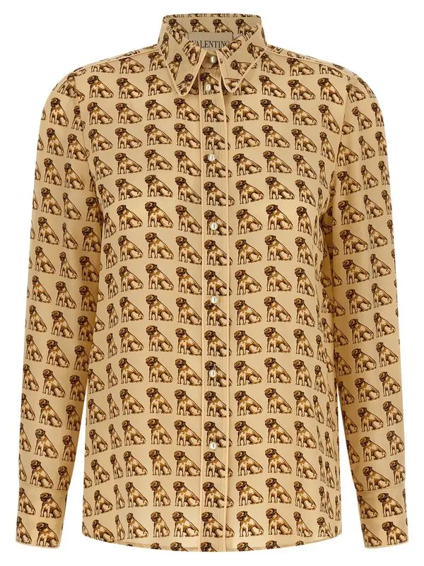 Valentino Garavani Petit Charles Print Silk Shirt - Cream