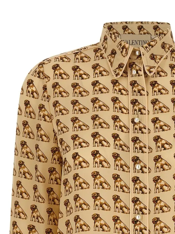 Valentino Garavani Petit Charles Print Silk Shirt - Cream
