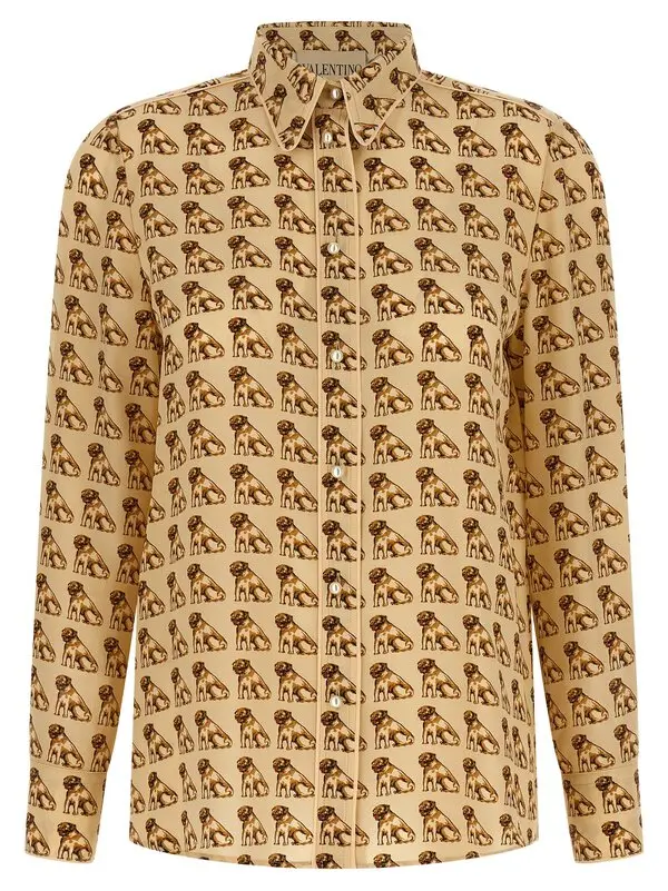 Valentino Garavani Petit Charles Print Silk Shirt - Cream