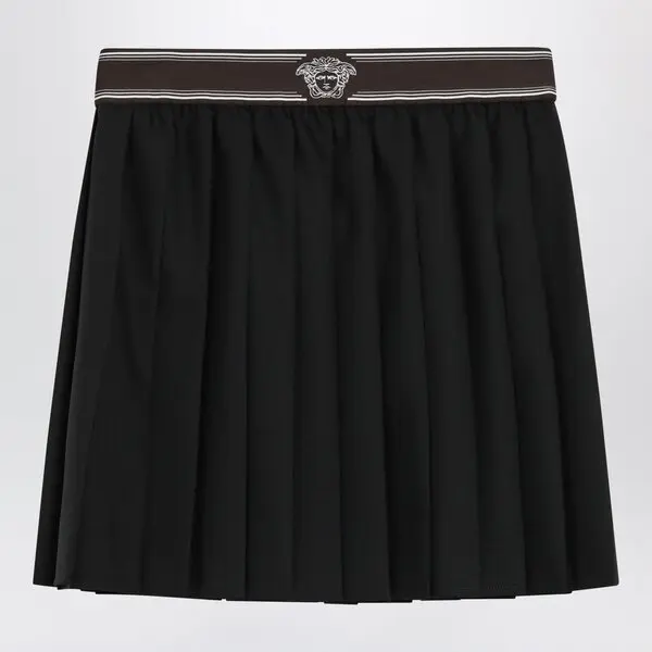 Versace Wool And Mohair Pleated Mini Skirt - Black