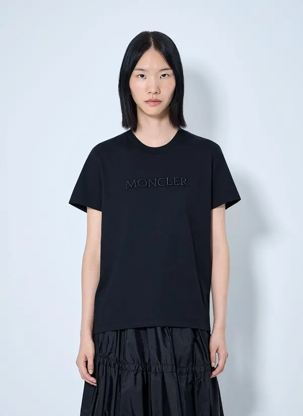 Moncler Logo Embroidered T-shirt - Black