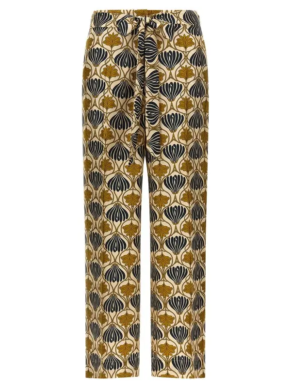 Max Mara Printed Silk Trousers - Yellow