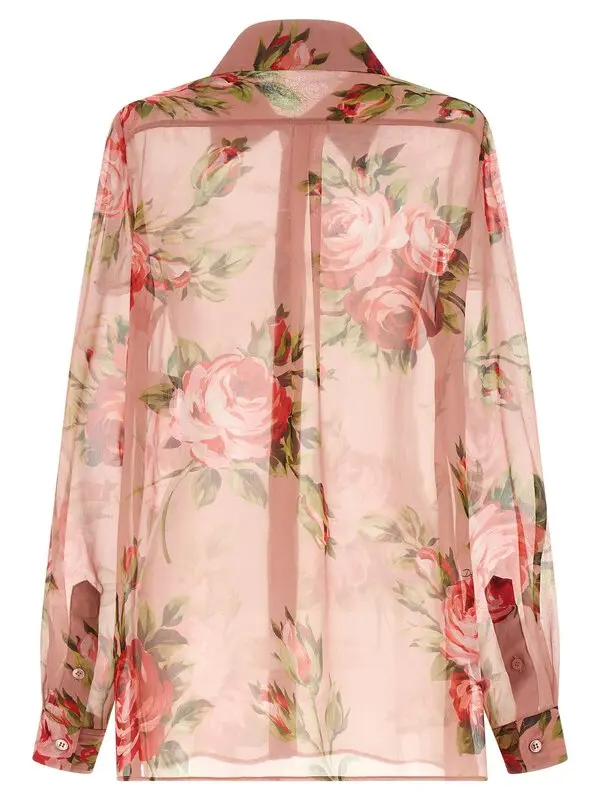 Dolce & Gabbana Bouquet Rose Silk Shirt - Pink