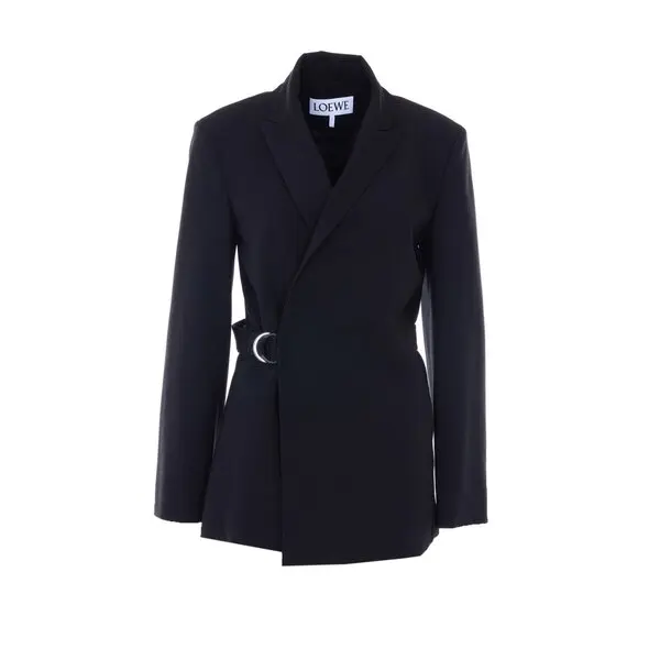 Loewe Wool Draped Jacket - Black