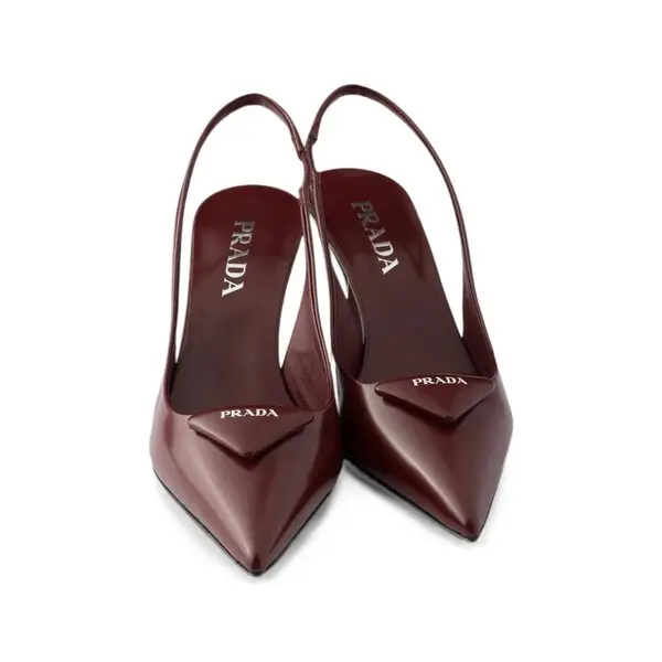 Prada Brushed Leather Pumps - Red