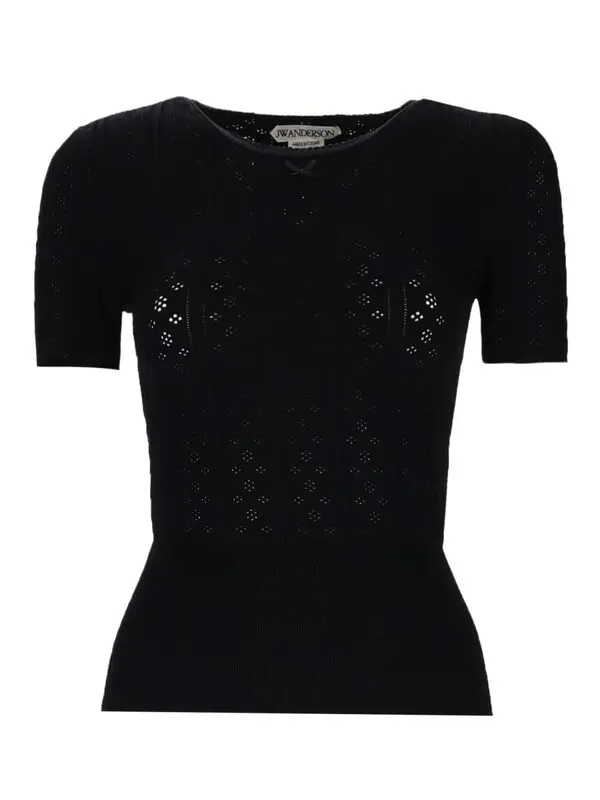 JW Anderson Pointelle T-shirt - Black