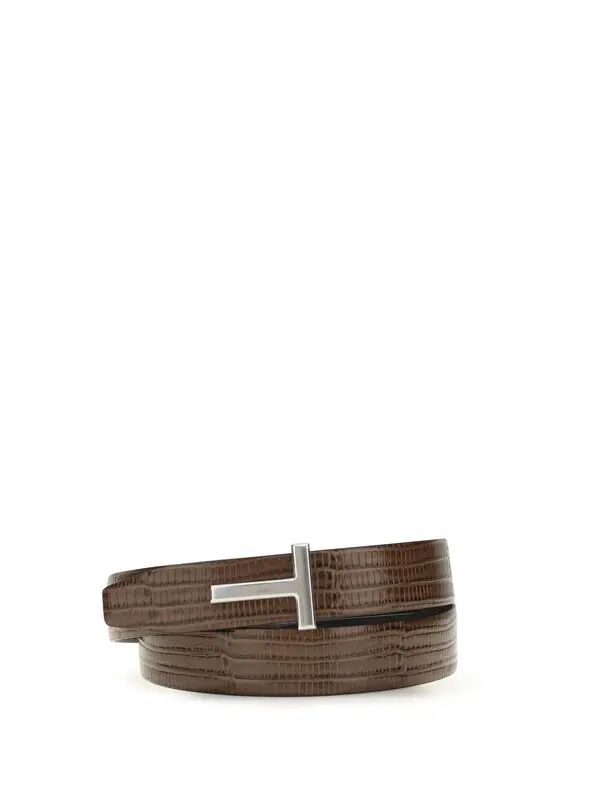 TOM FORD Reversible T Icon Belt - Brown