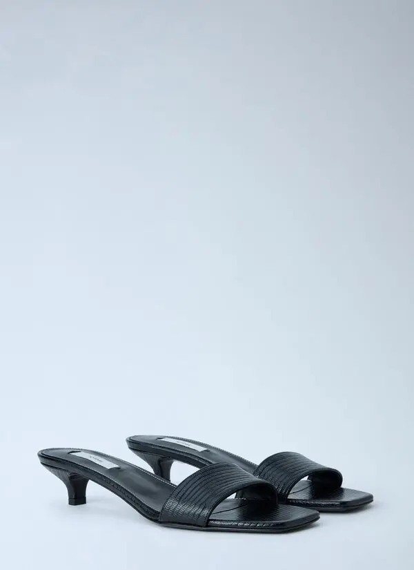 TOTEME Slim Lizard-embossed Sandals - Black