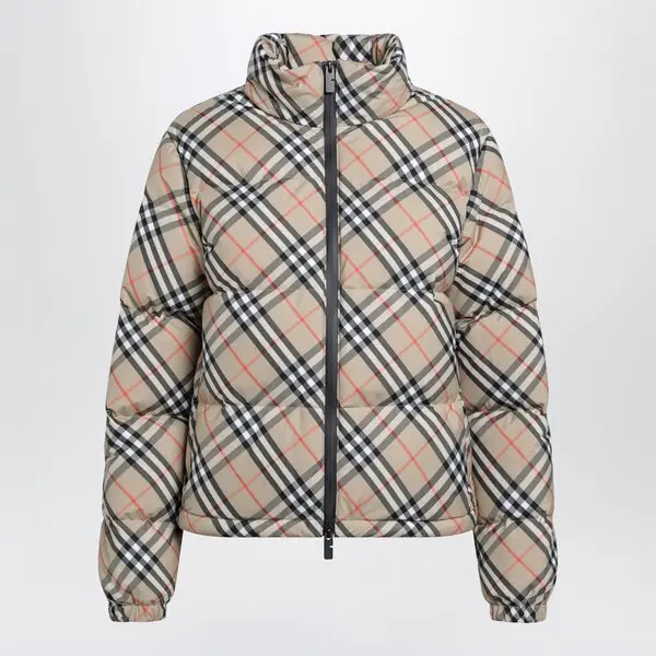 Burberry Sand Check Ambleside Down Jacket - Cream