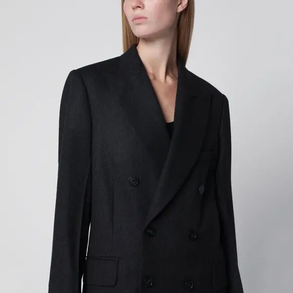 Victoria Beckham Dark Grey Double-breasted Wool Jacket