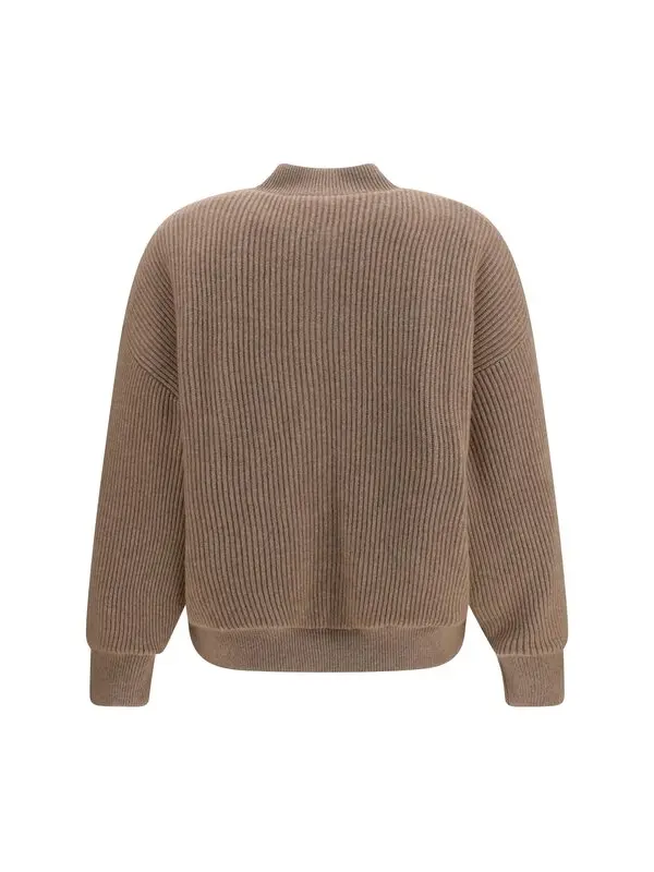 Brunello Cucinelli Ribbed Cashmere Bomber - Cream