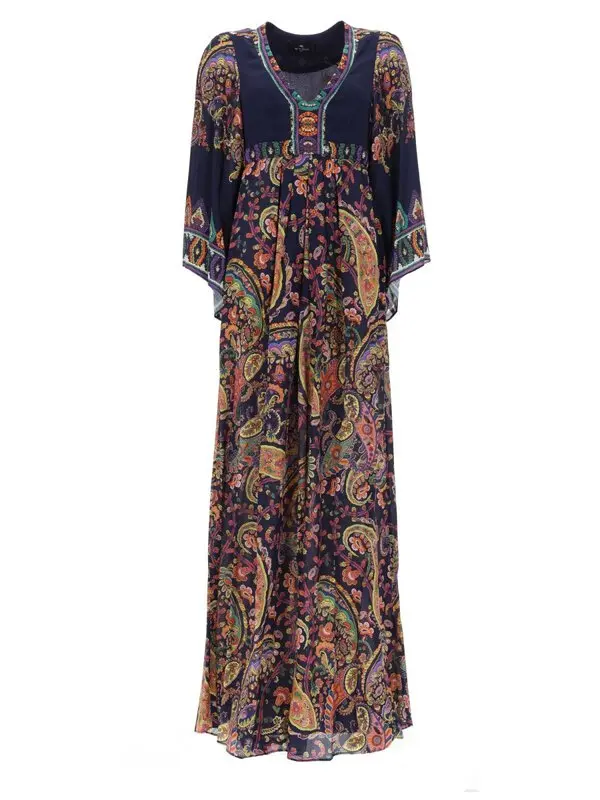Etro Abito Lungo Con Stampa Paisley