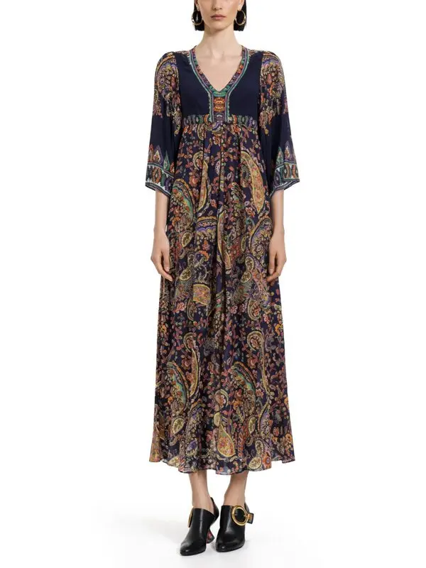 Etro Abito Lungo Con Stampa Paisley