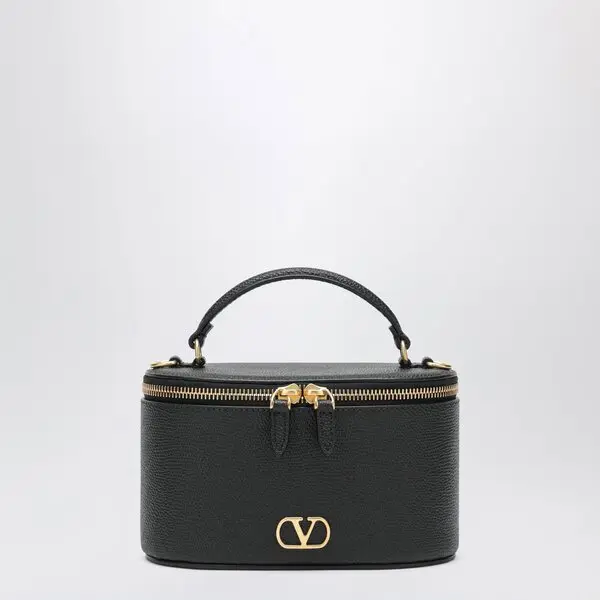 Valentino Garavani Vlogo Signature Mini Vanity Bag In Leather - Black