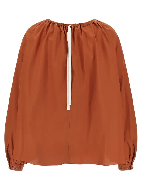 Marni Cotton Poplin Boat Neck Blouse - Orange