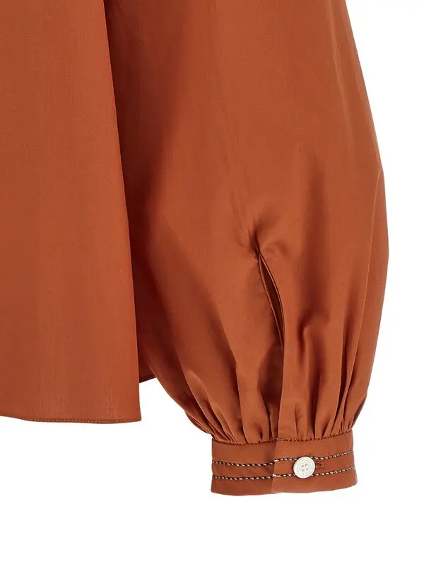 Marni Cotton Poplin Boat Neck Blouse - Orange
