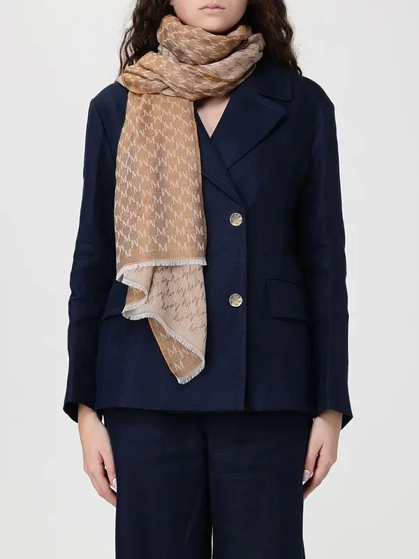Max Mara Cotton And Wool Scarf With Logo