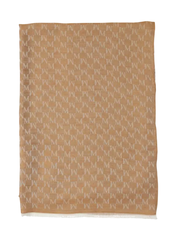 Max Mara Cotton And Wool Scarf With Logo - Brown