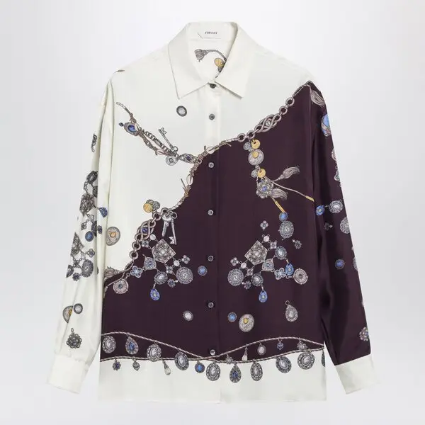 Versace Stolen Jewels Printed Shirt In Silk Twill - Multicolor
