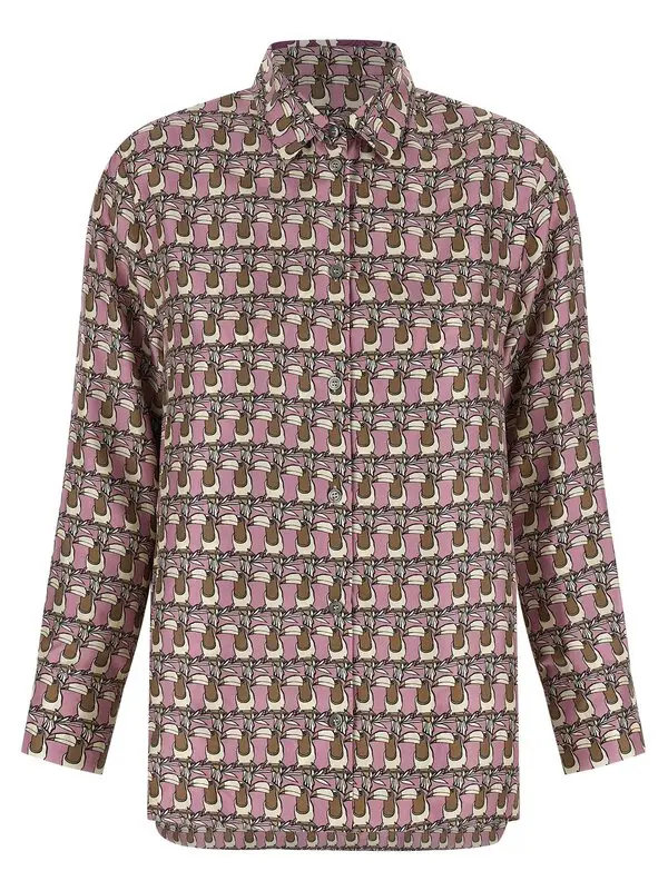 Max Mara Reversible Patterned Silk Twill Shirt - Multicolor