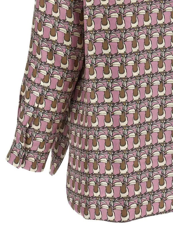 Max Mara Reversible Patterned Silk Twill Shirt - Multicolor