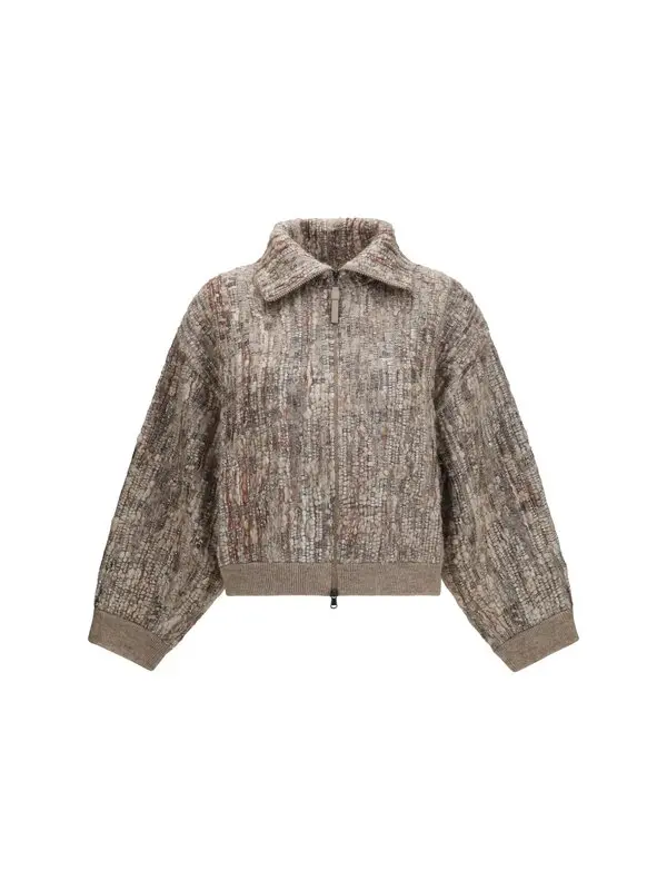 Brunello Cucinelli Perforated Zip Cardigan - Cream