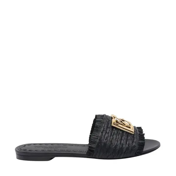 Dolce & Gabbana Logo Slide Sandals - Gold