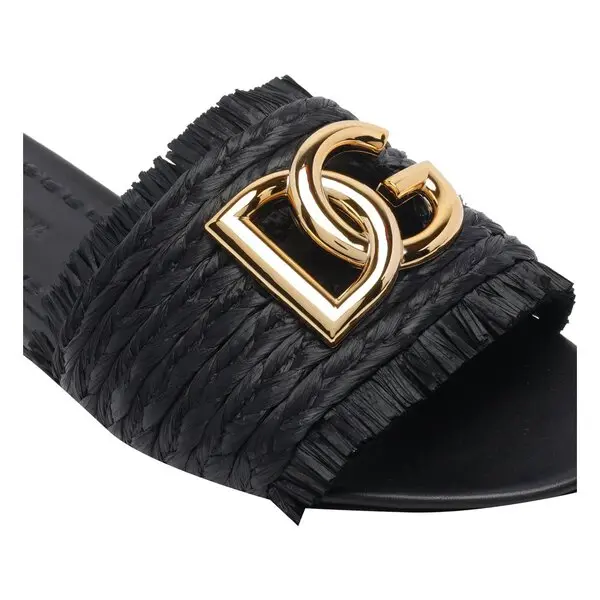 Dolce & Gabbana Logo Slide Sandals - Gold