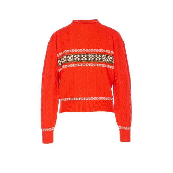 Guest In Residence Cable Collegiate Polo Sweater - Red