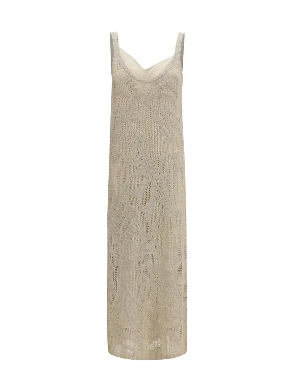 Brunello Cucinelli Dazzling Water Lillies Dress - Cream
