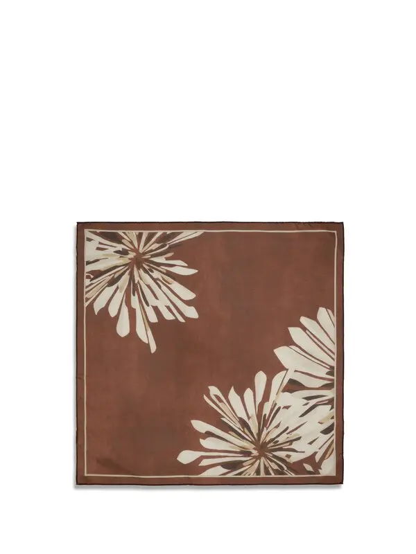Brunello Cucinelli Bloom Print Silk Pongée Scarf