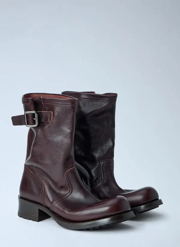 Prada Leather Mid-calf Boots - Brown