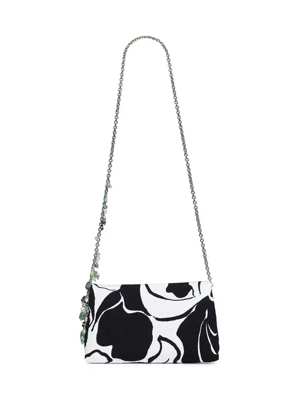 Dries Van Noten Black Clutch Bag With Chain Shoulder Strap - Multicolor