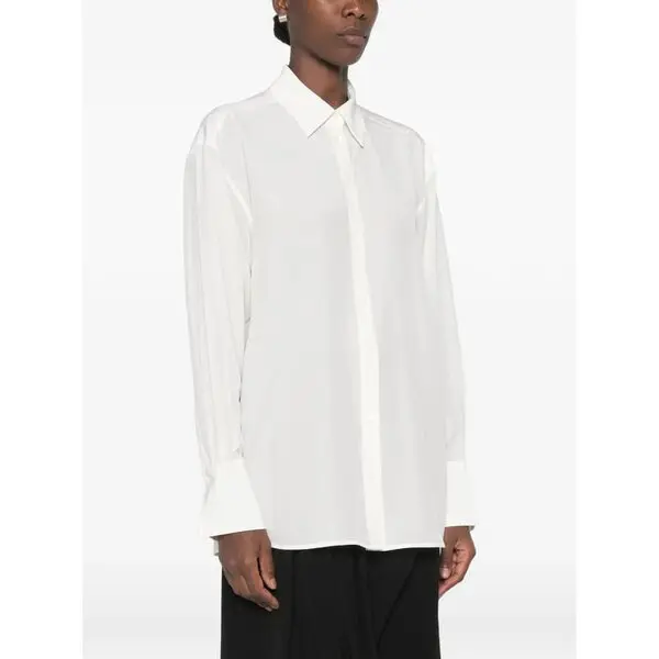 TOTEME Silk Crepe Classic Collar Shirt - Black