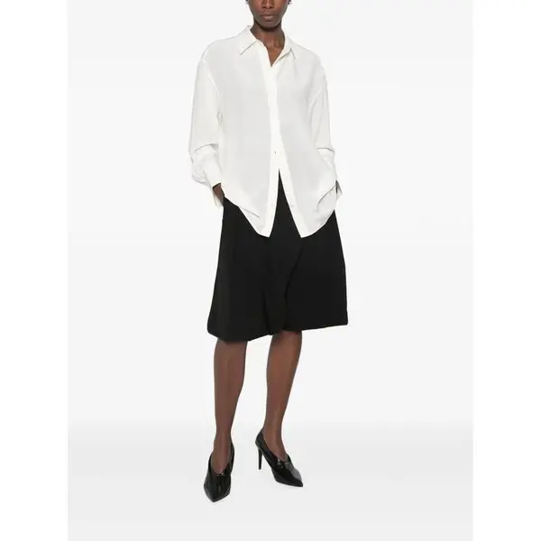 TOTEME Silk Crepe Classic Collar Shirt - Black