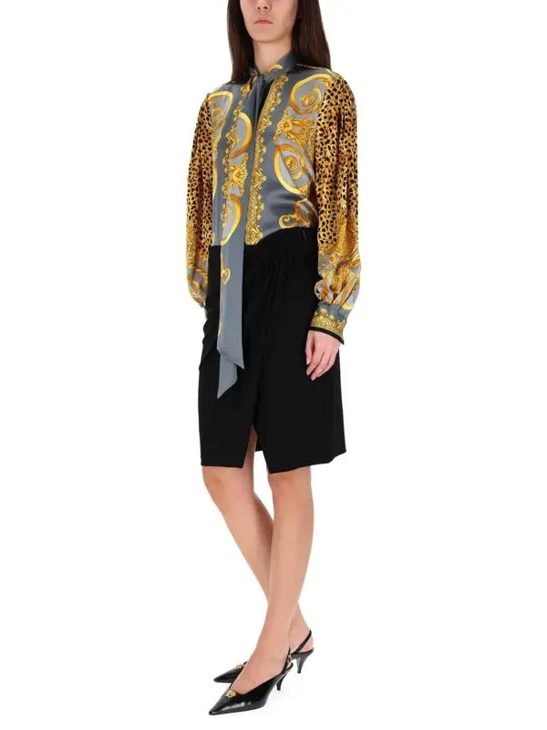 Versace Midi Skirt With Asymmetrical Hemline