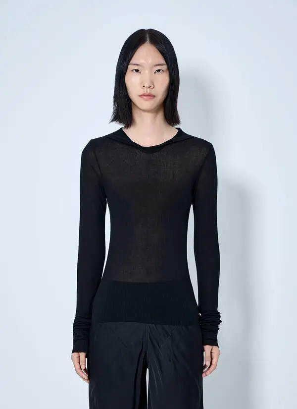 Rick Owens Long Sleeve Hooded Top - Black