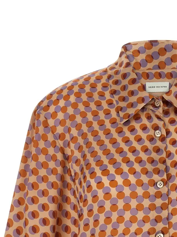Dries Van Noten Clea Silk Twill Polka Dot Shirt - Multicolor