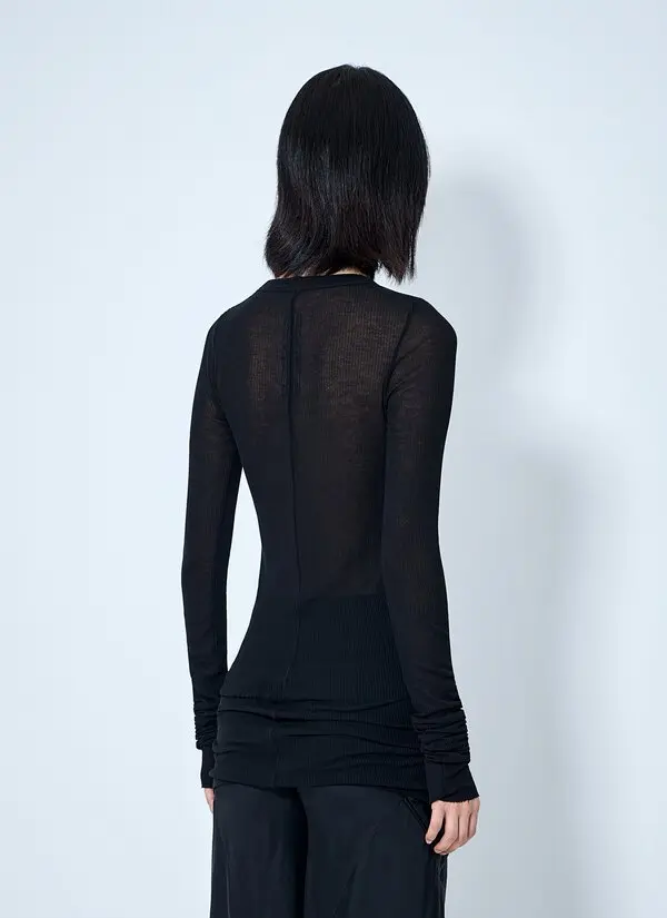 Rick Owens Long Sleeve Sheer Knit Top